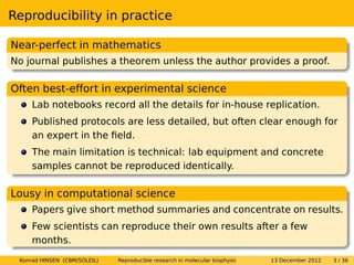 Reproducible research in molecular biophysics and structural biology | PPT