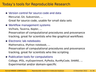 Reproducible research in molecular biophysics and structural biology | PPT