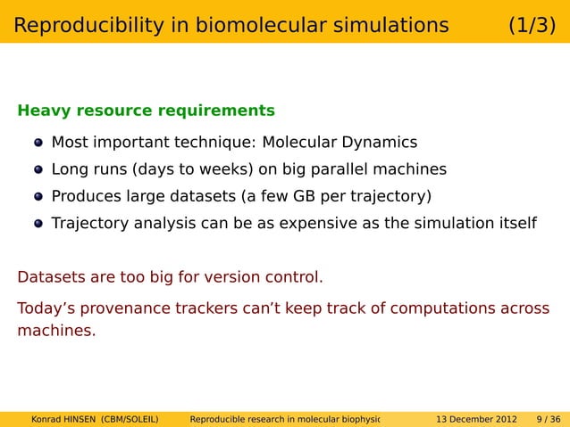 Reproducible research in molecular biophysics and structural biology | PPT