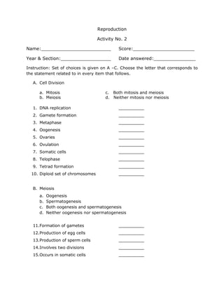 Reproduction activity 1, 2, 3. | PDF
