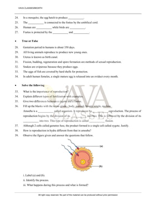Class 8 reproduction in animals Study material pdf | PDF