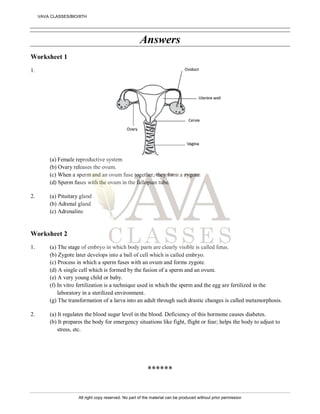 Class 8 reproduction in animals Study material pdf | PDF