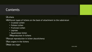 Reproduction in Lichens of different genera | PPTX
