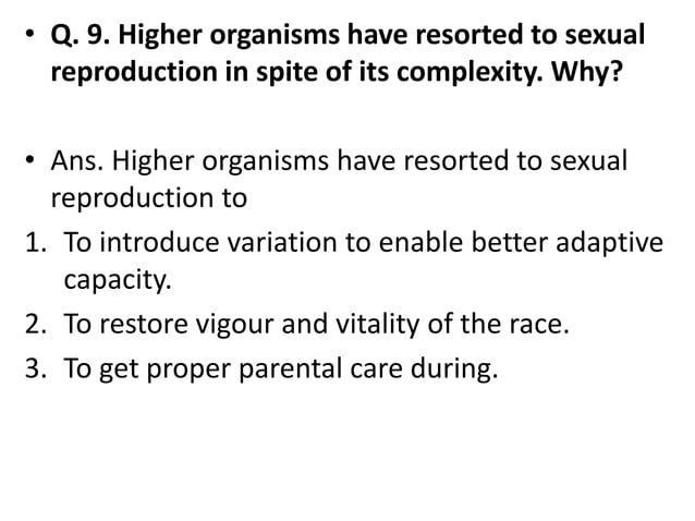 Reproduction in organism NCERT Question and Answer by mohanbio2013 | PPT
