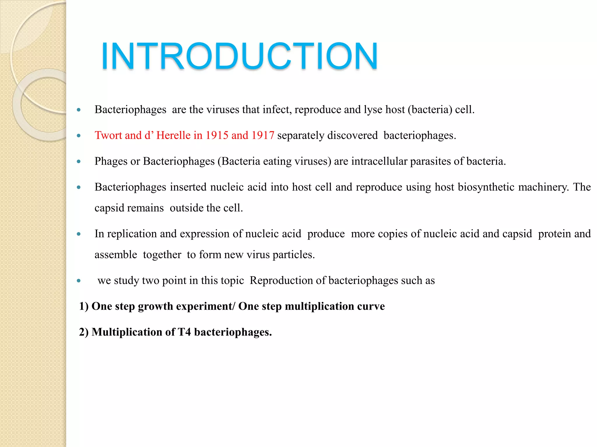Reproduction of bacteriophages | PPTX