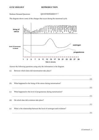 Reproduction in Animals Revision Questions | PDF