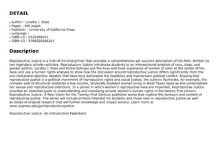 Reproductive Justice: An Introduction Paperback | PPT