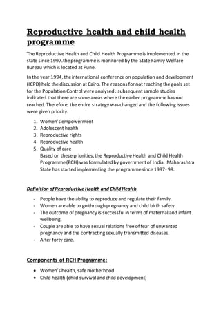 reproductive and child health.docx | Reproductive Health | Diseases and ...