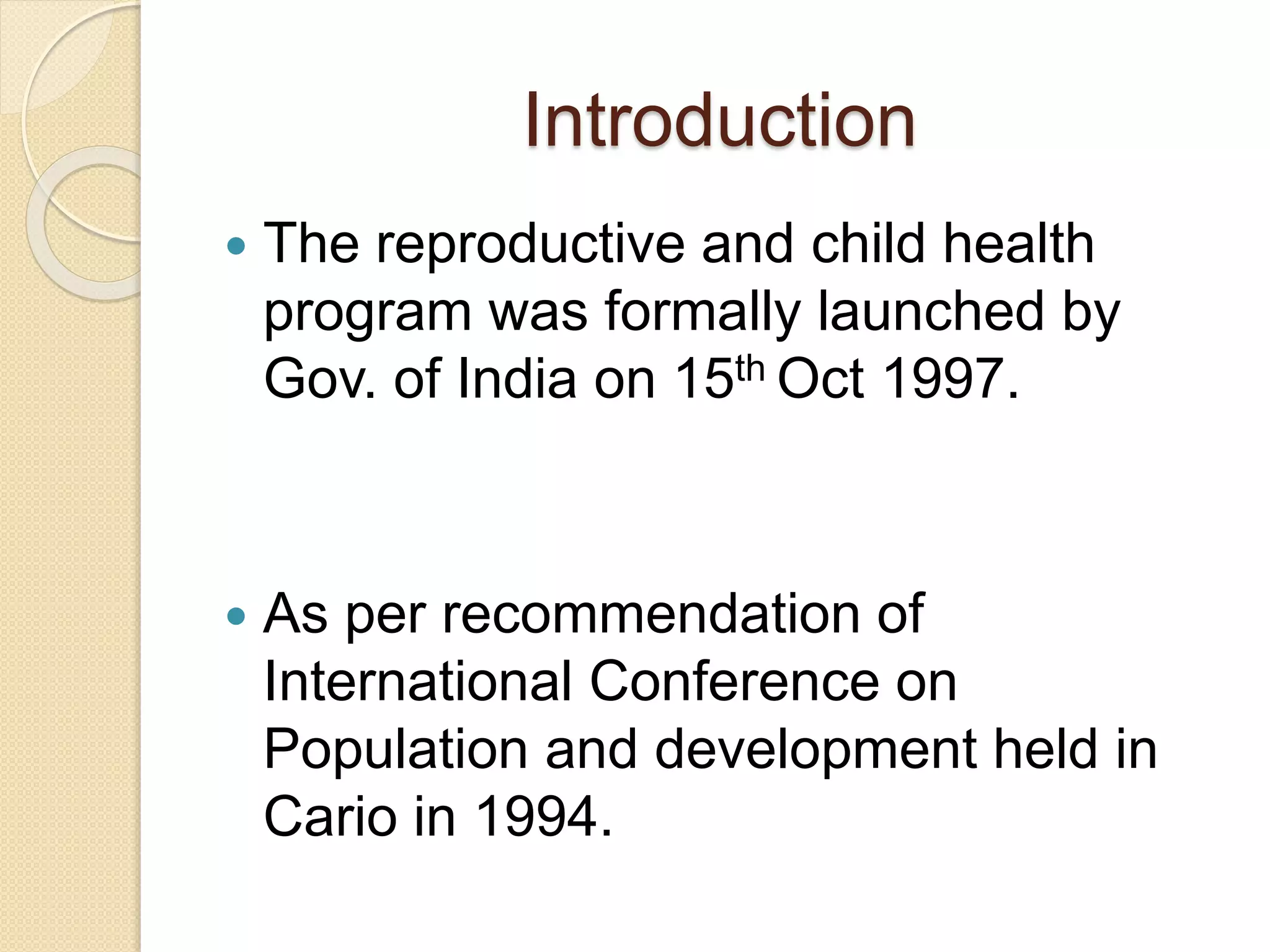 Reproductive and child health program | PPTX