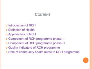 Reproductive and child health programme vinod | PPT