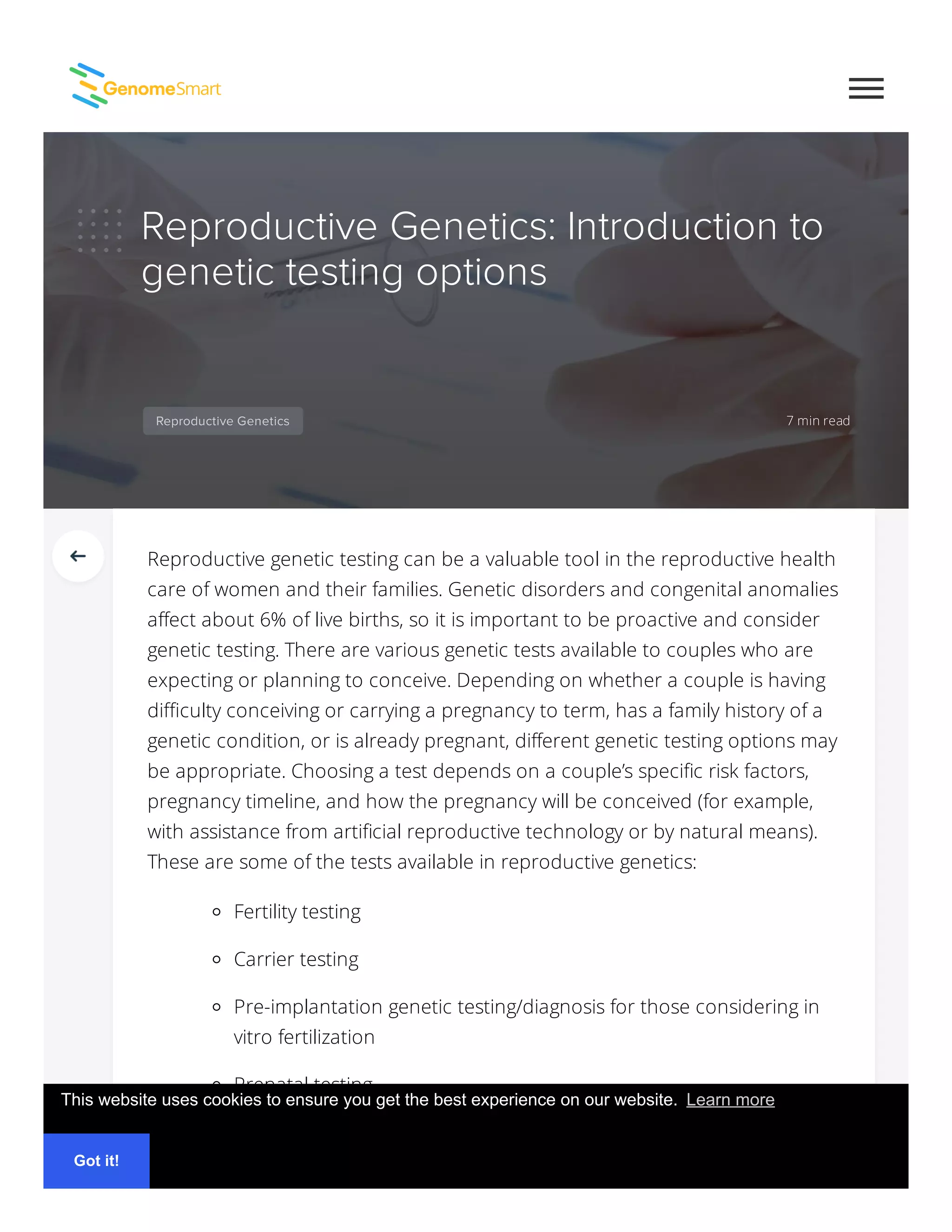 Reproductive Genetics: Introduction to Genetic Testing Options | PDF