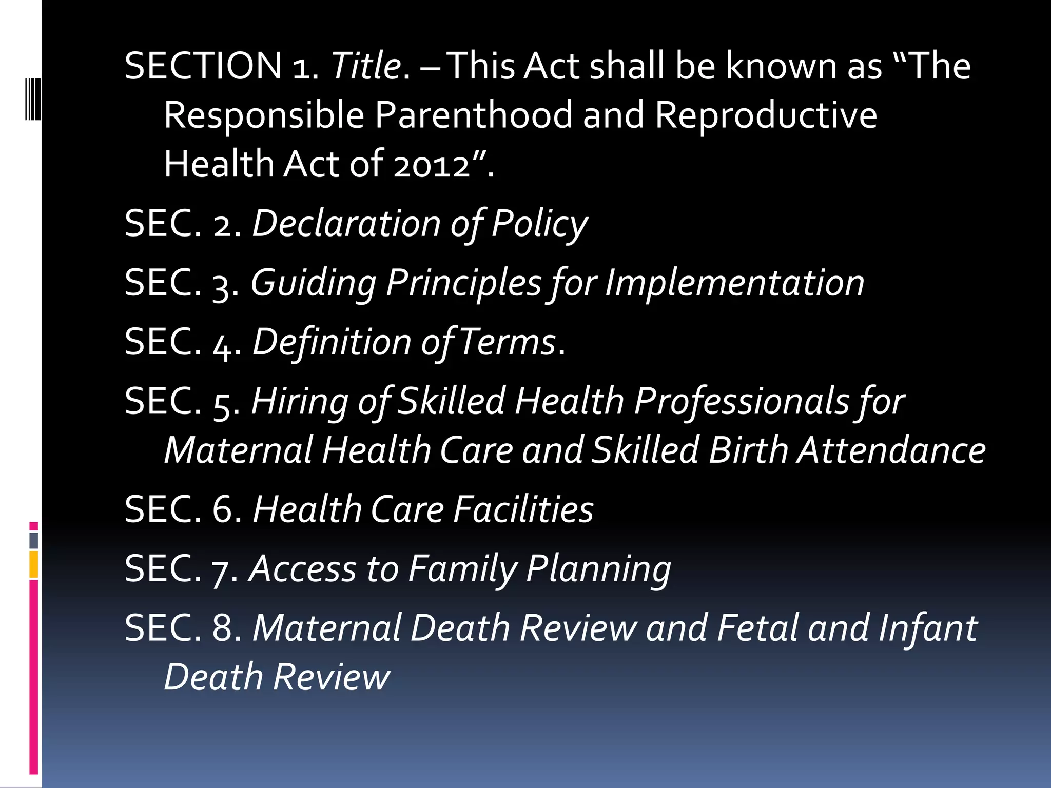 Reproductive health act and responsible parethood | PPTX
