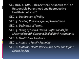 Reproductive health act and responsible parethood | PPTX