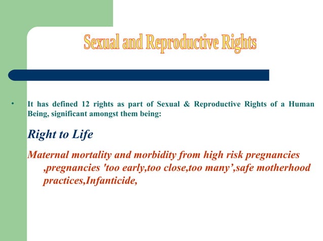 Reproductive Health And Rights | PPT | Reproductive Health | Diseases ...