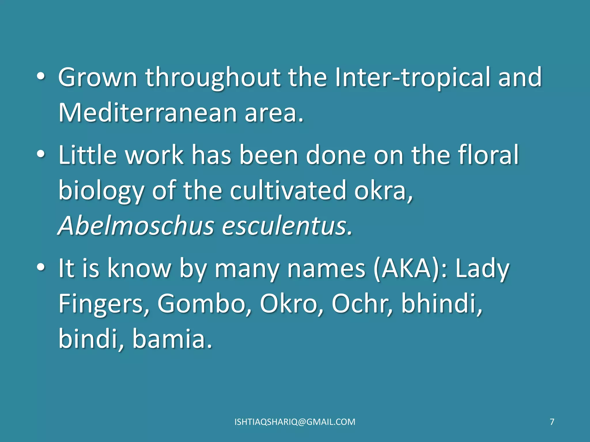 Reproductive system of okra | PDF