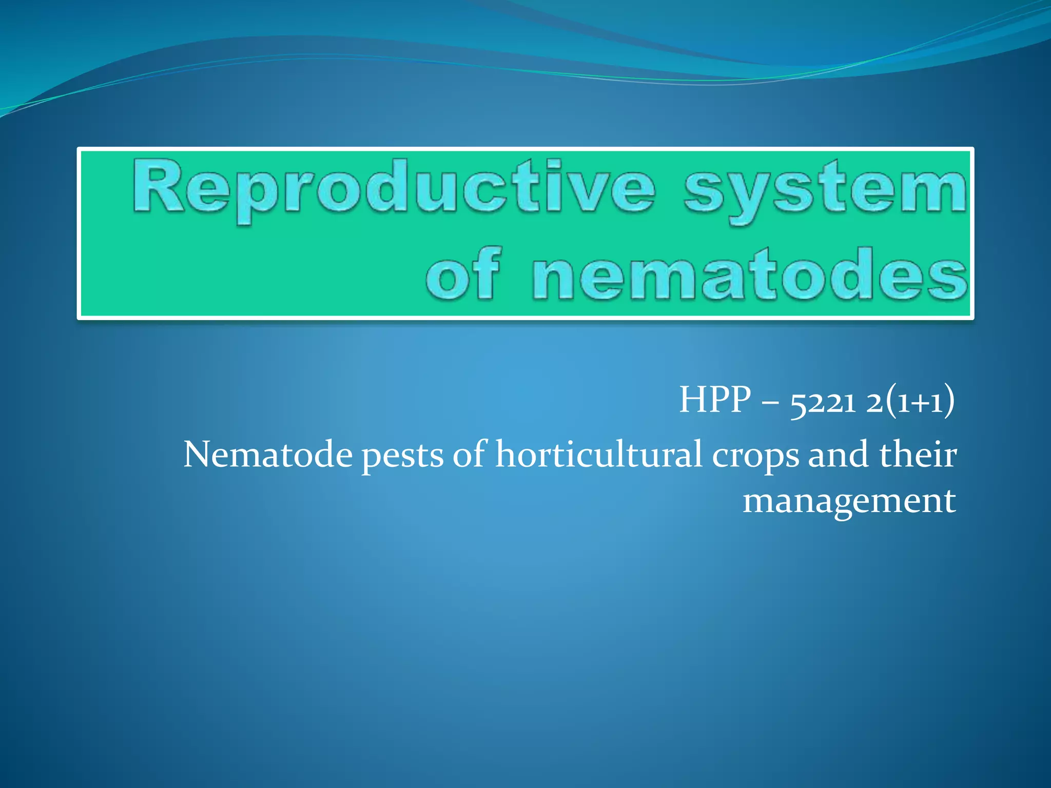 Reproductive system of Nematodes | PPTX