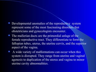 Reproductive tract anomalies | PPT