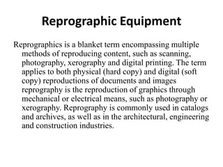NON-BROADCAST MEDIA - REPROGRAPHIC EQUIPMENT (UNIT 5) - TEACHING ...