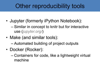 Reproducible research (and literate programming) in R | PPTX | Desktop ...