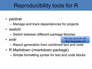 Reproducible research (and literate programming) in R | PPTX | Desktop ...