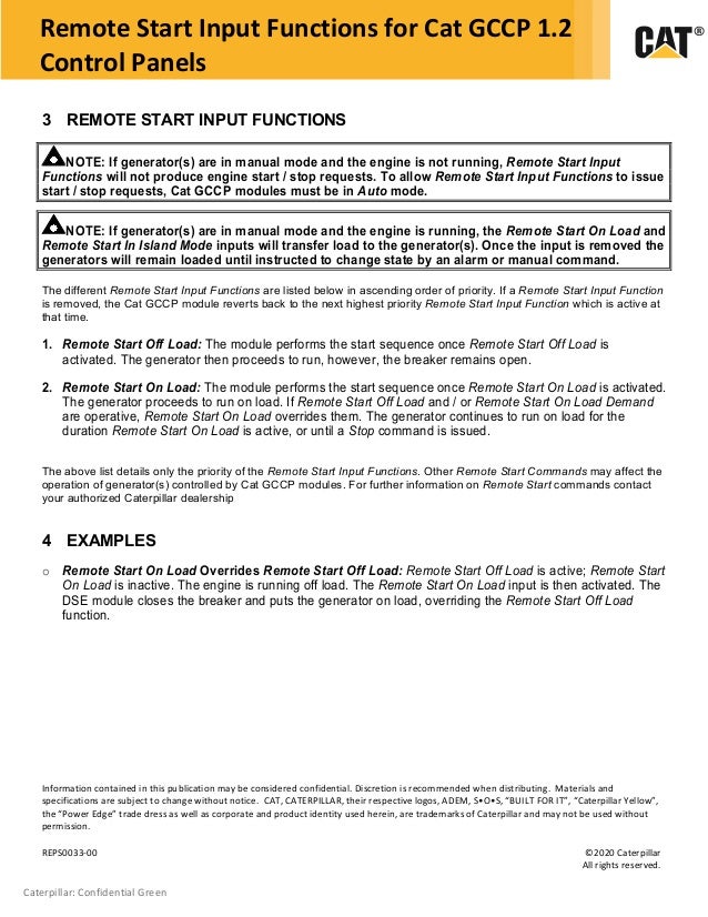 Reps0033 00 remote start input functions for cat gccp 1.2 control ...