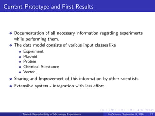 Towards Reproducibility of Microscopy Experiments | PDF