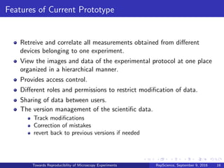Towards Reproducibility of Microscopy Experiments | PDF