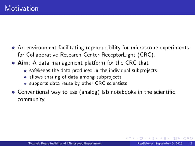 Towards Reproducibility Of Microscopy Experiments Ppt