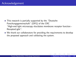 Towards Reproducibility of Microscopy Experiments | PDF
