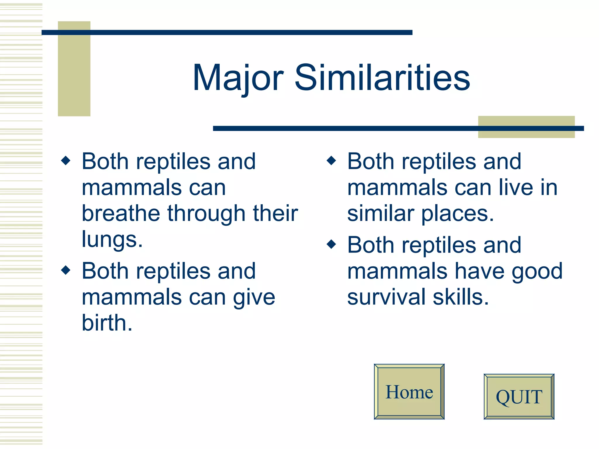 Reptiles Vs. Mammals | PPT