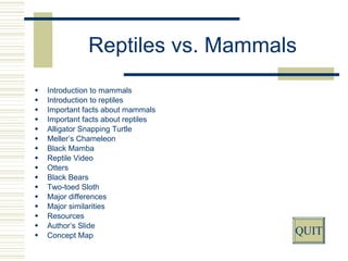 Reptiles Vs. Mammals | PPT