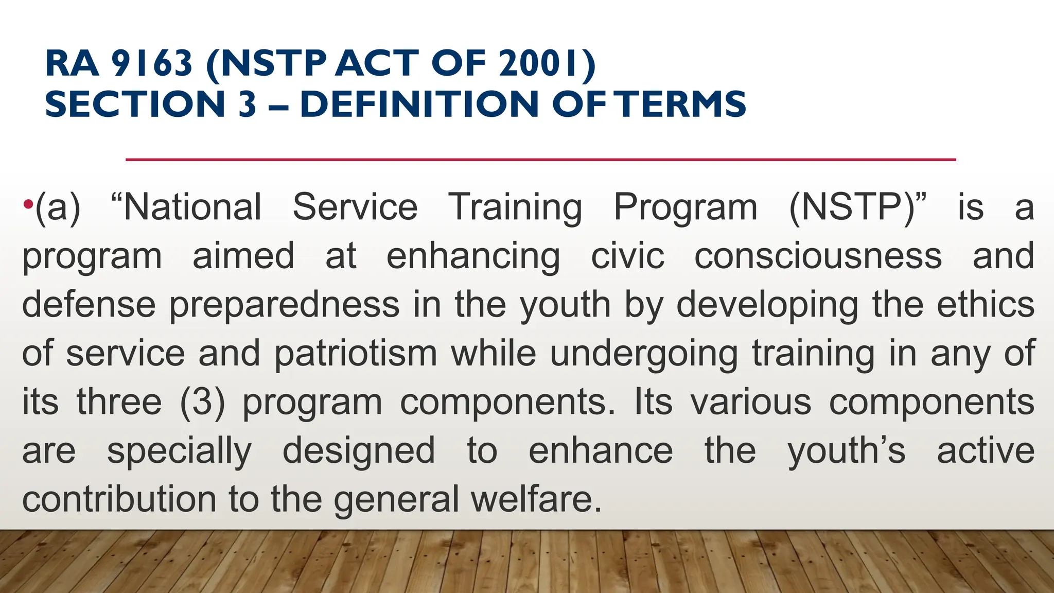 The NSTP Law / Lecture for Students and Teachers | PPTX