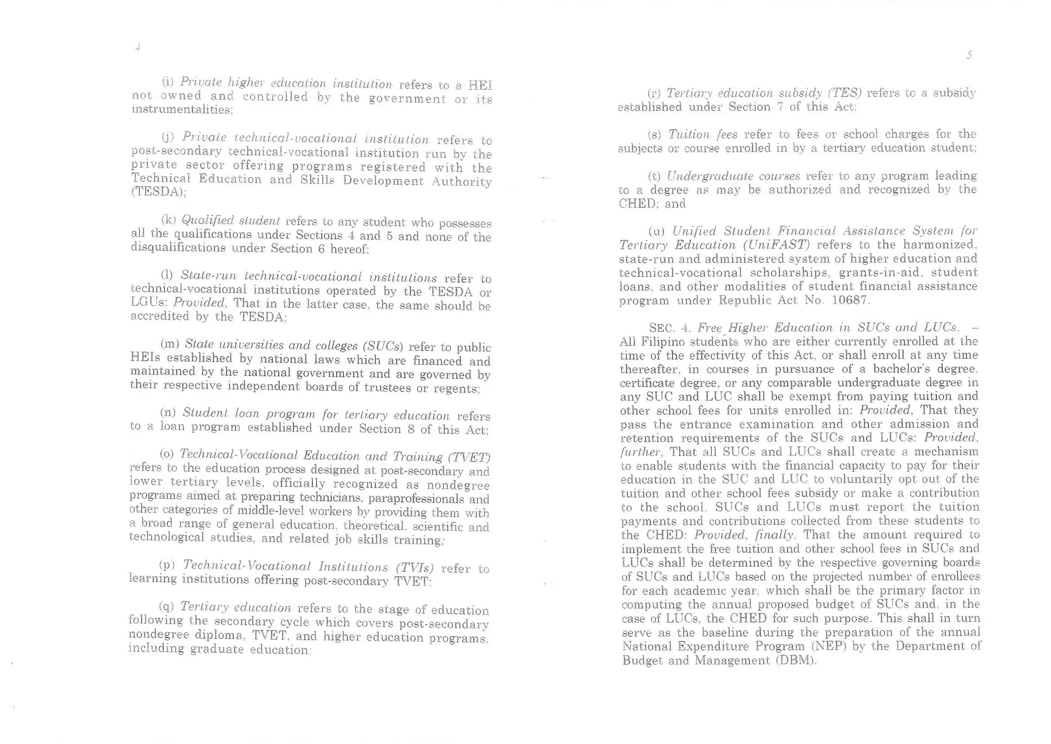 Republic Act 10931 Universal Access to Quality Tertiary Education Act | PDF