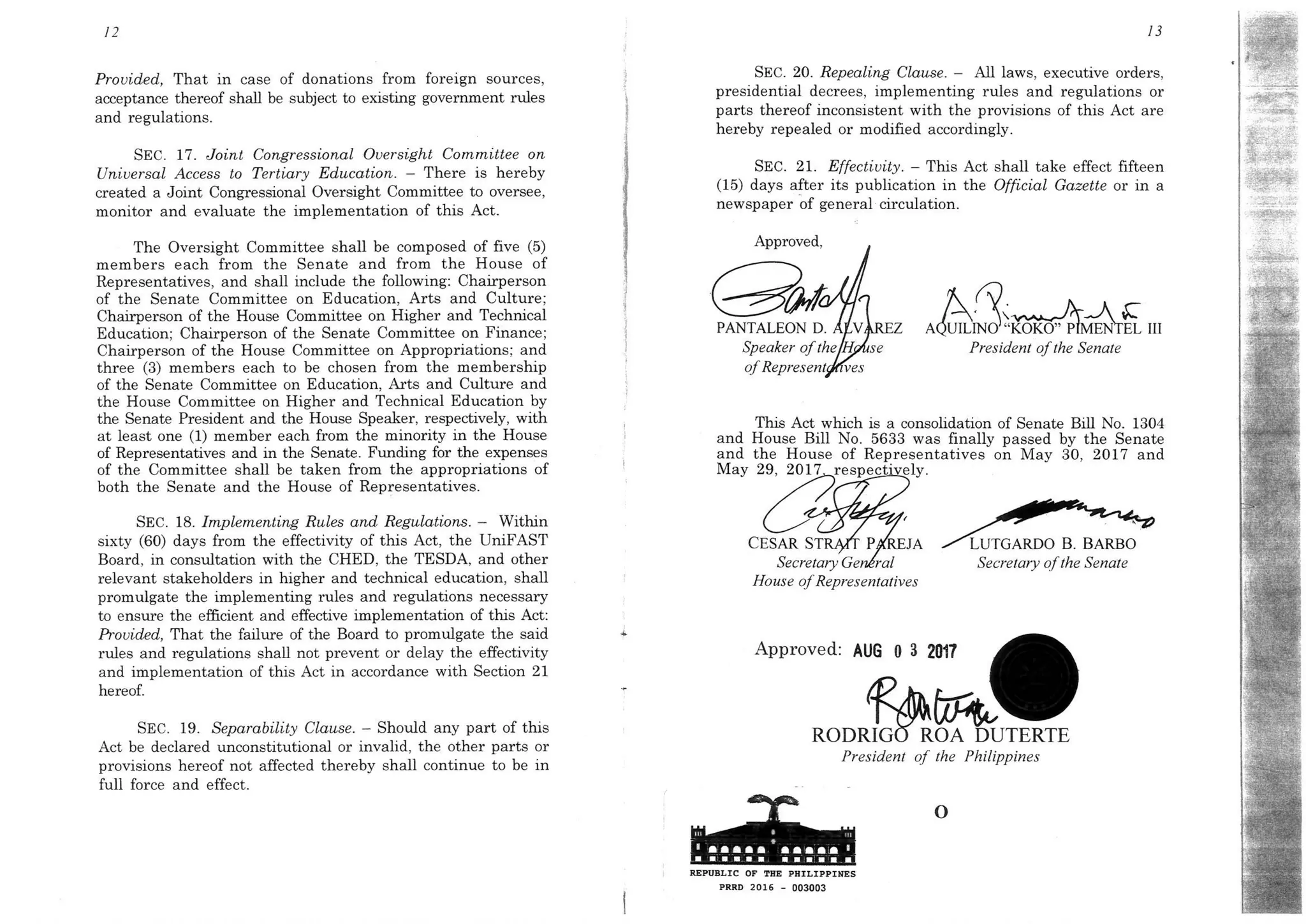 Republic Act 10931 Universal Access to Quality Tertiary Education Act | PDF