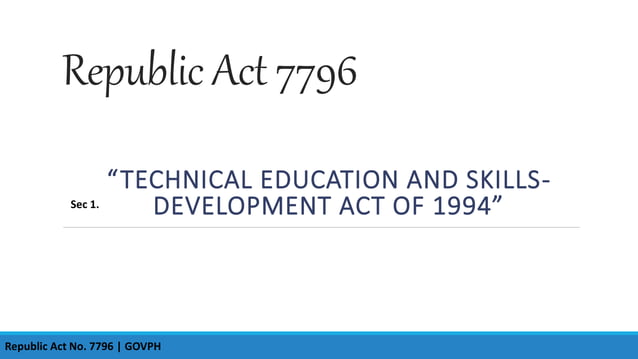Republic act 7796 PPT | PPTX | Education