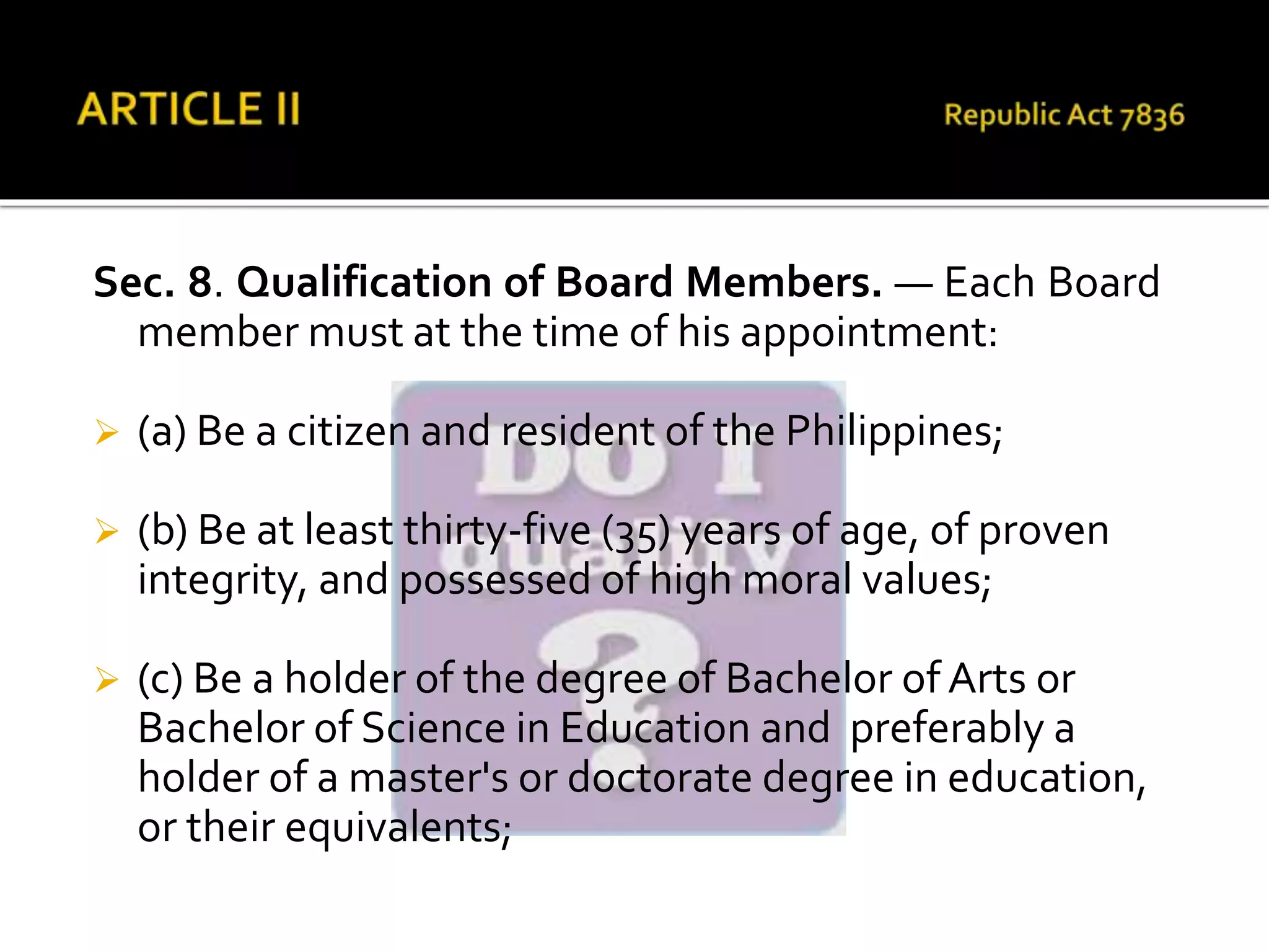 Republic act 7836 | PPTX