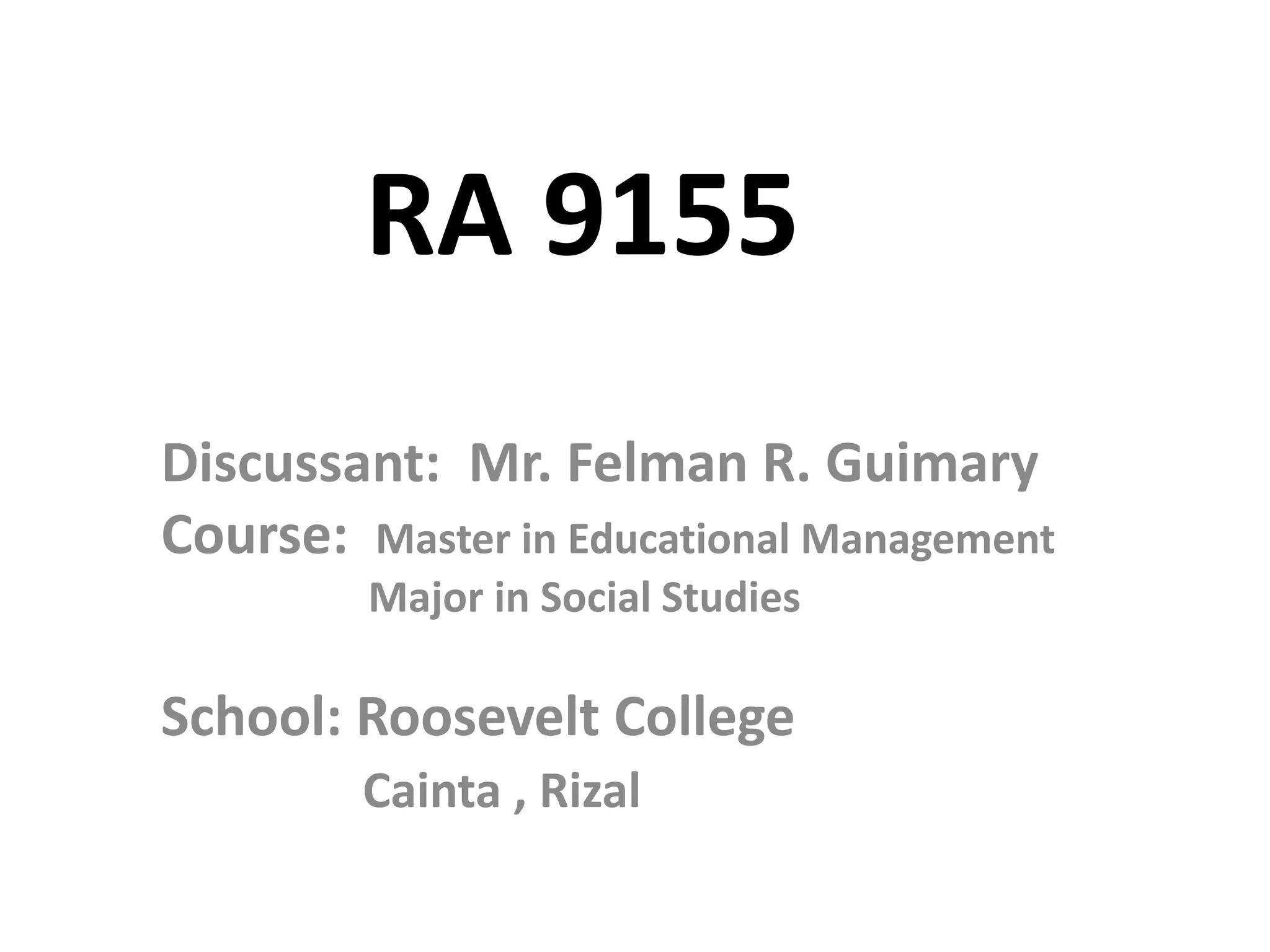 Republic act 9155 | PPTX