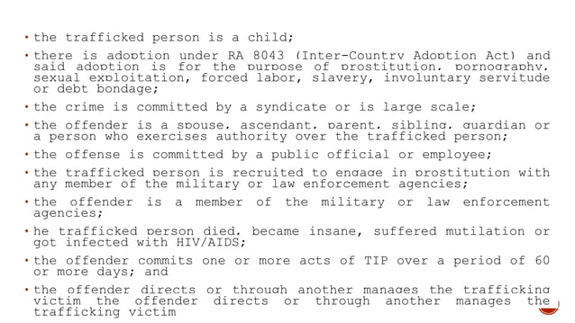 Republic Act 9208 or the Anti-Trafficking in Persons.pptx | Crime ...
