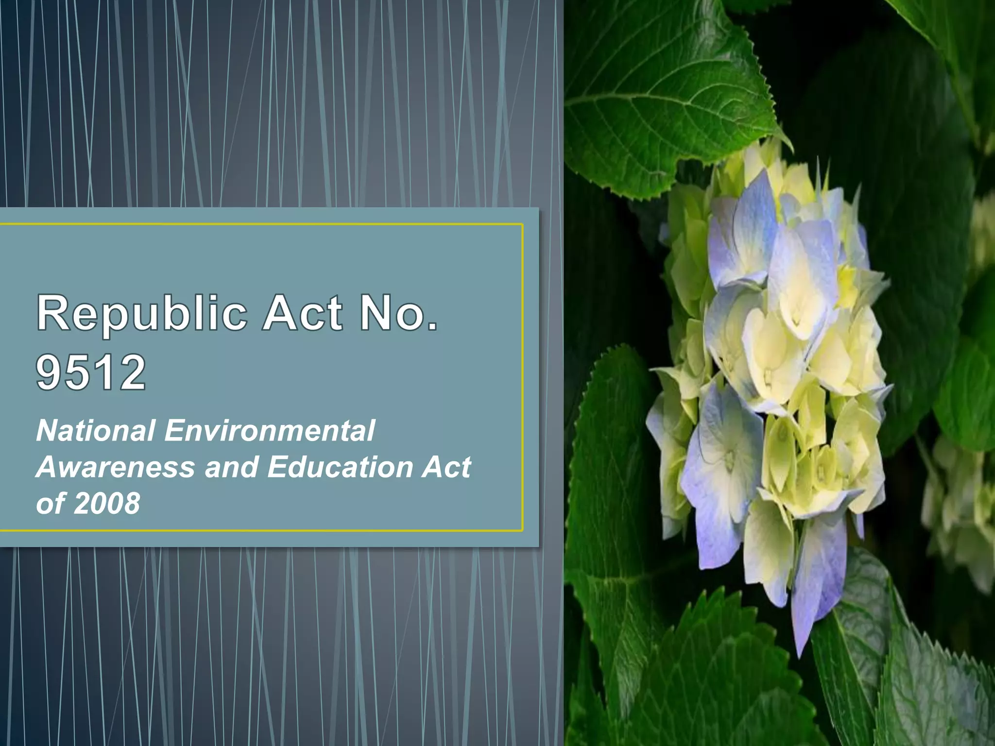 National envornment and education Republic act of 2008 | PPTX | Environmental Services Industry ...