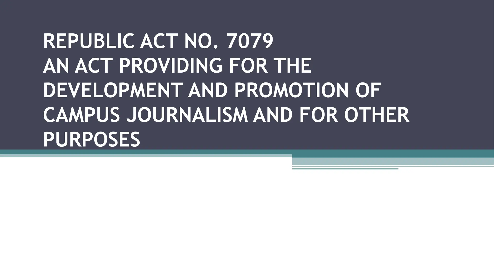 REPUBLIC ACT NO. 7079 - An act providing for the development and ...