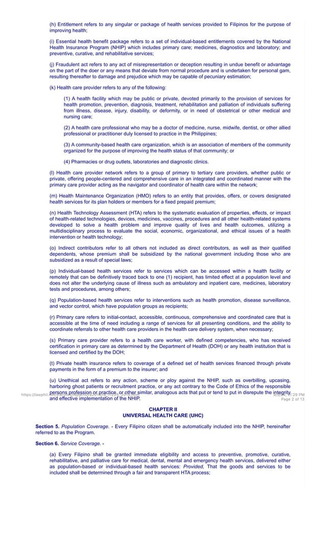 Republic Act Number 11223 Universal Health Care | PDF | Health ...