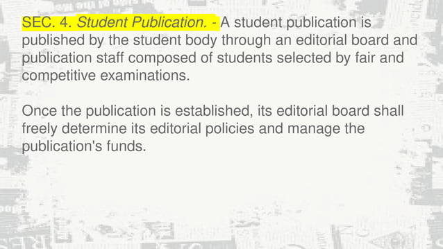 REPUBLIC ACT NO. 7079 - CAMPUS JOURNALISM.pptx | Student Financial Aid ...
