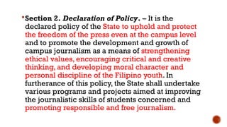 REPUBLIC ACT No. 7079 CAMPUS JOURNALISM ACT.pptx