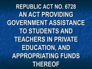 Republic act no. 6728 | PPT