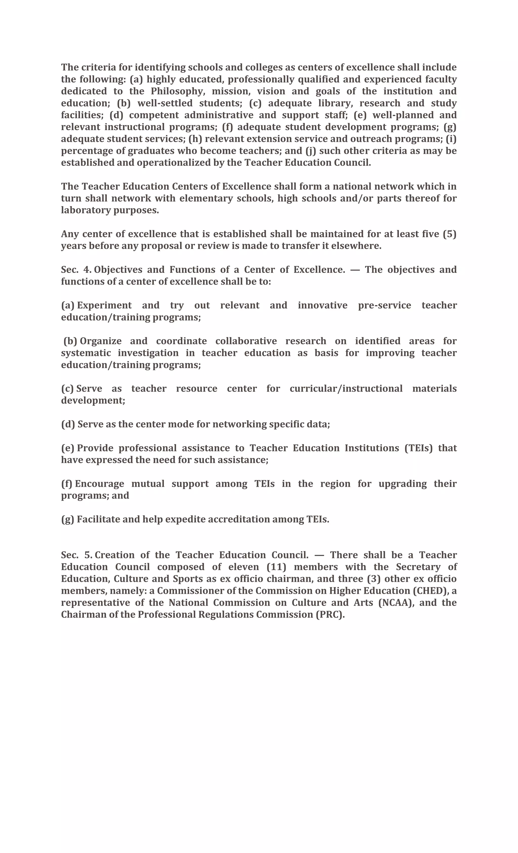 Republic act no. 7784 teacher education | DOCX