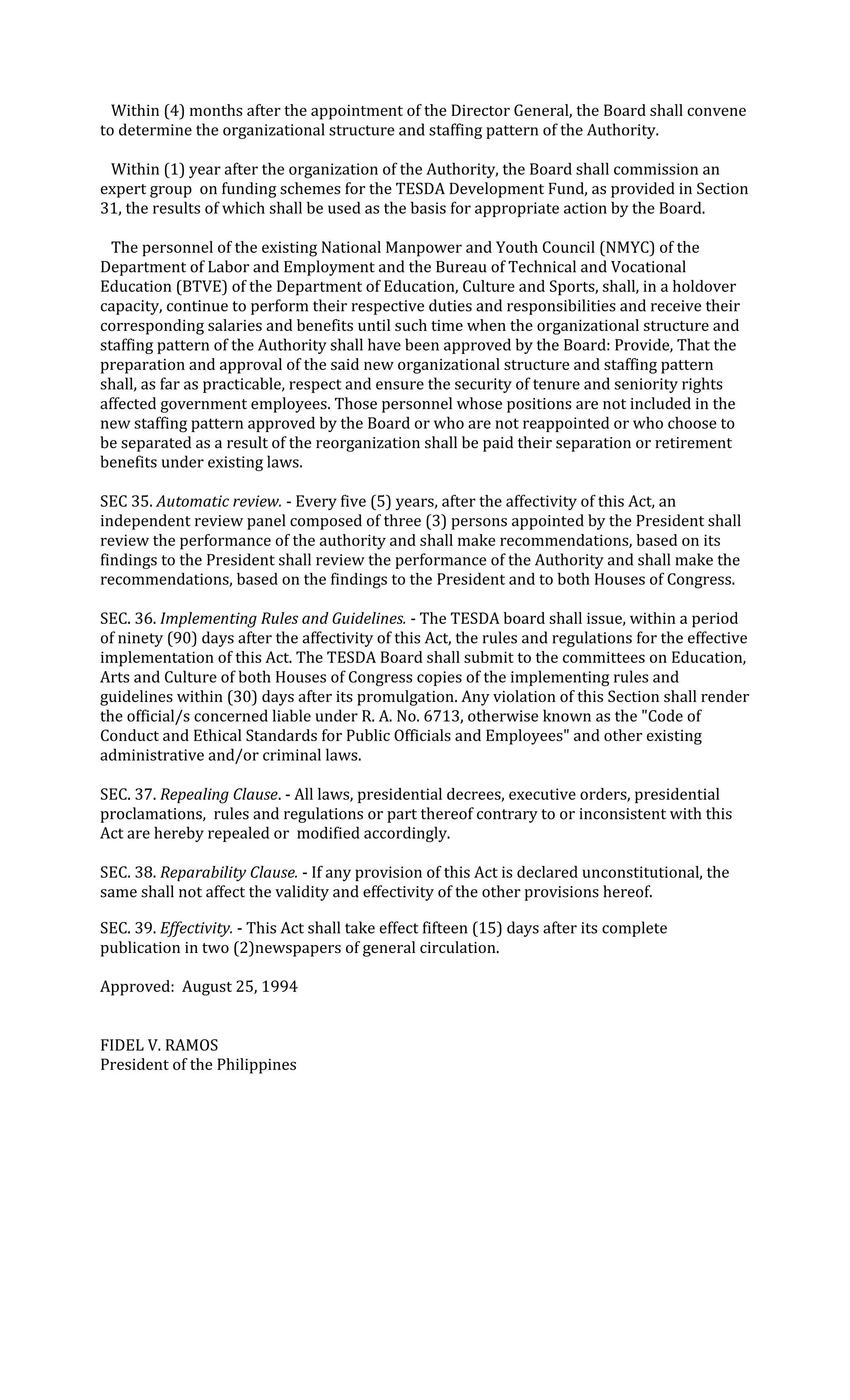 Republic act no.7796 tesda law | DOCX