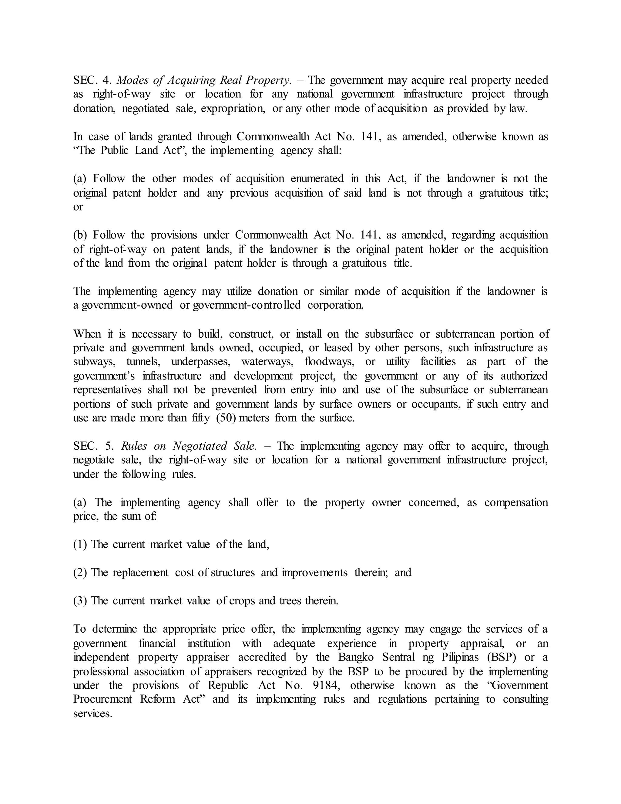 RA 10752: THE RIGHT OF WAY ACT | DOCX
