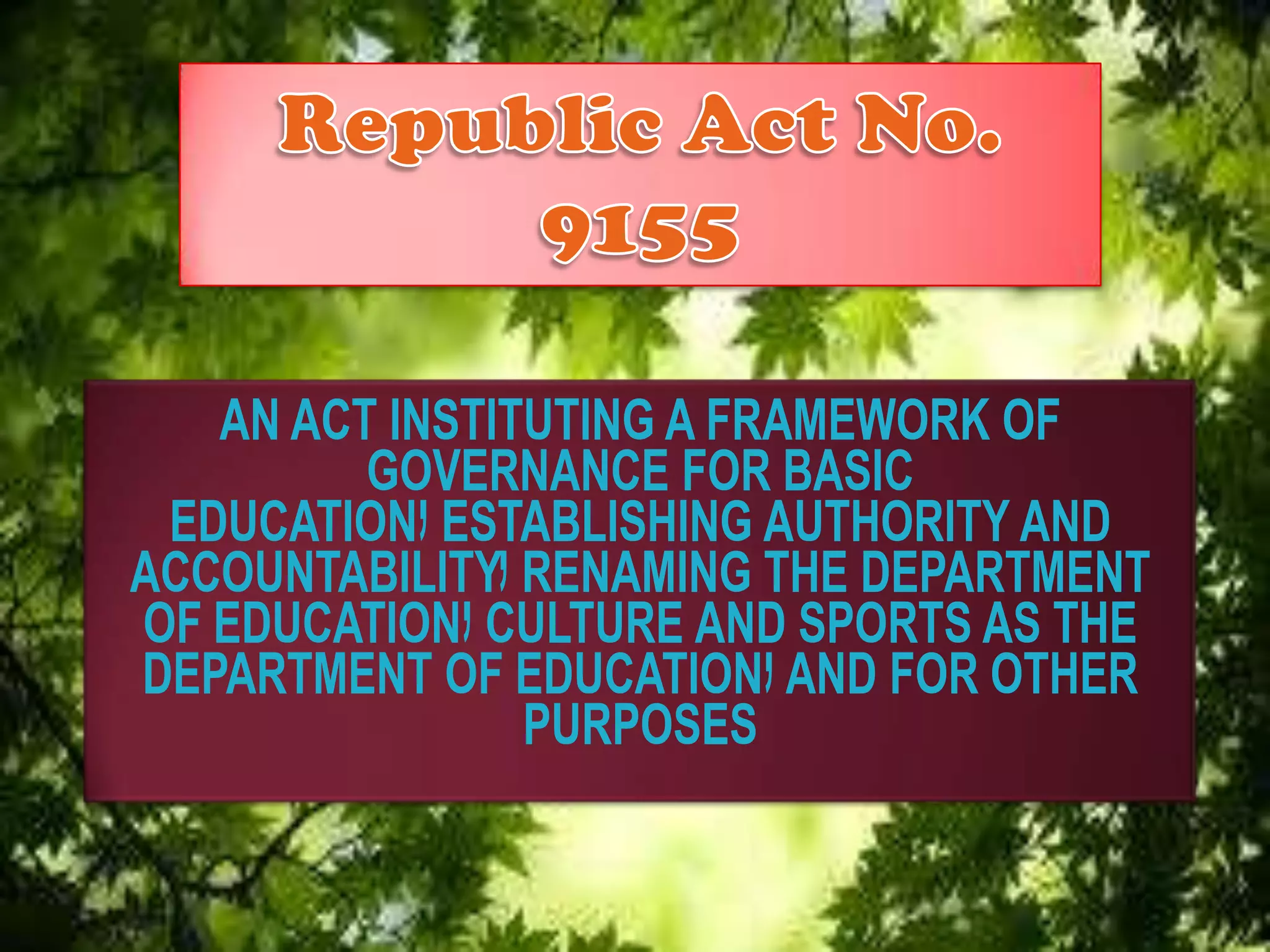 Republic Act 9155 | PPTX