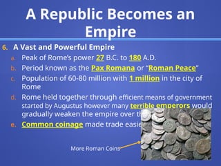 Republic becomes an Empire with Rome notes for students | PPTX