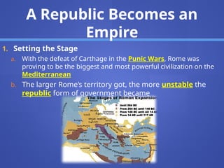 Republic becomes an Empire with Rome notes for students | PPTX